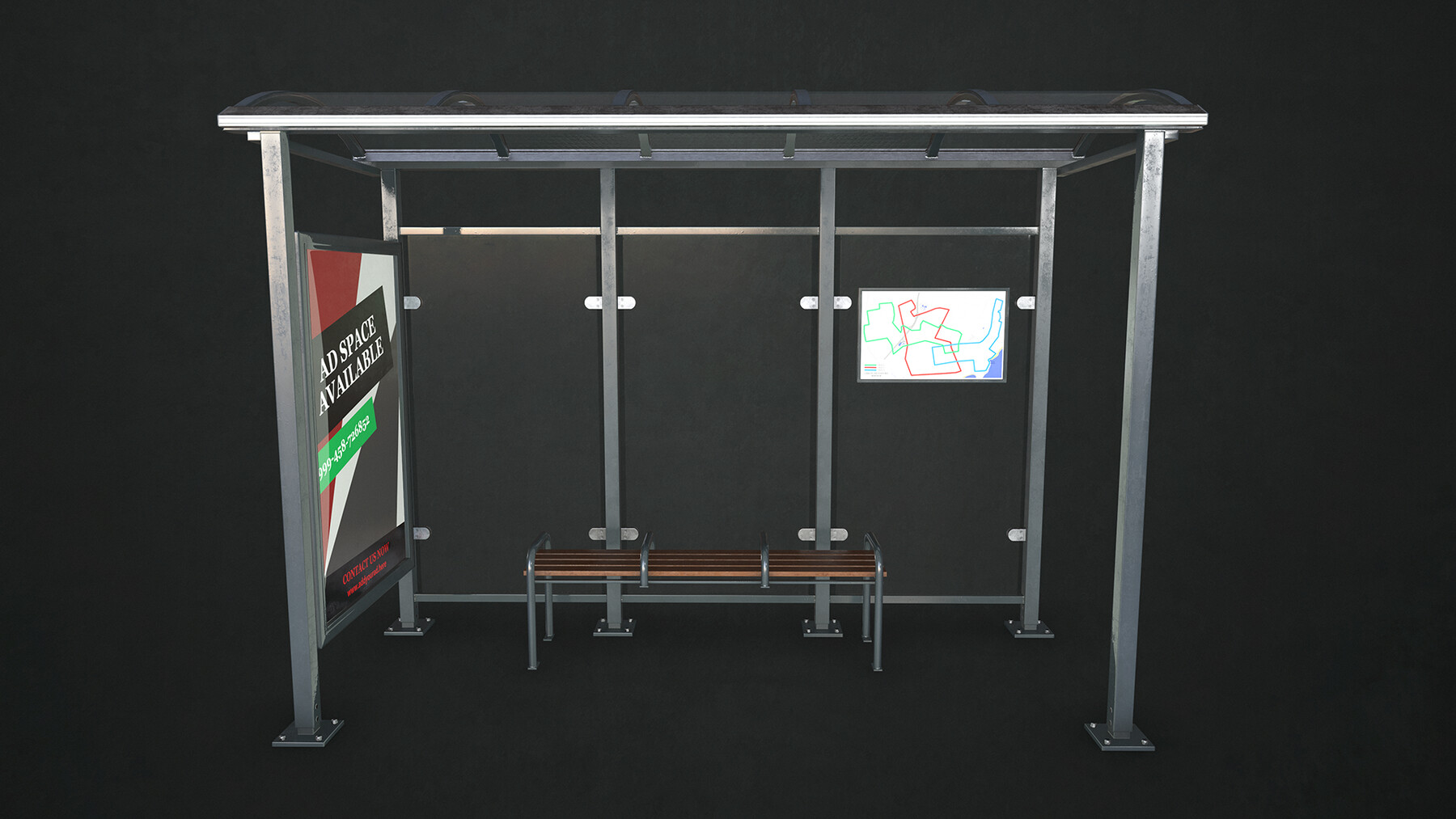 ArtStation - Bus Stop Shelter - Low Poly | Game Assets