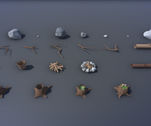 ArtStation - Low Poly Nature and Props Pack | Game Assets