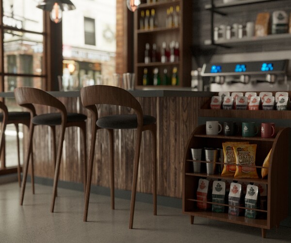 ArtStation - Realistic Coffeebar, coffeeshop interior design | Resources