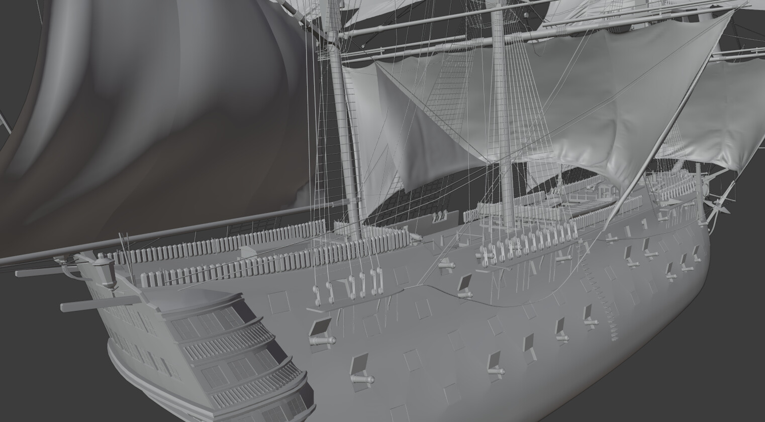 ArtStation - Spanish ship 3D asset. Sail Boat Sea | Game Assets