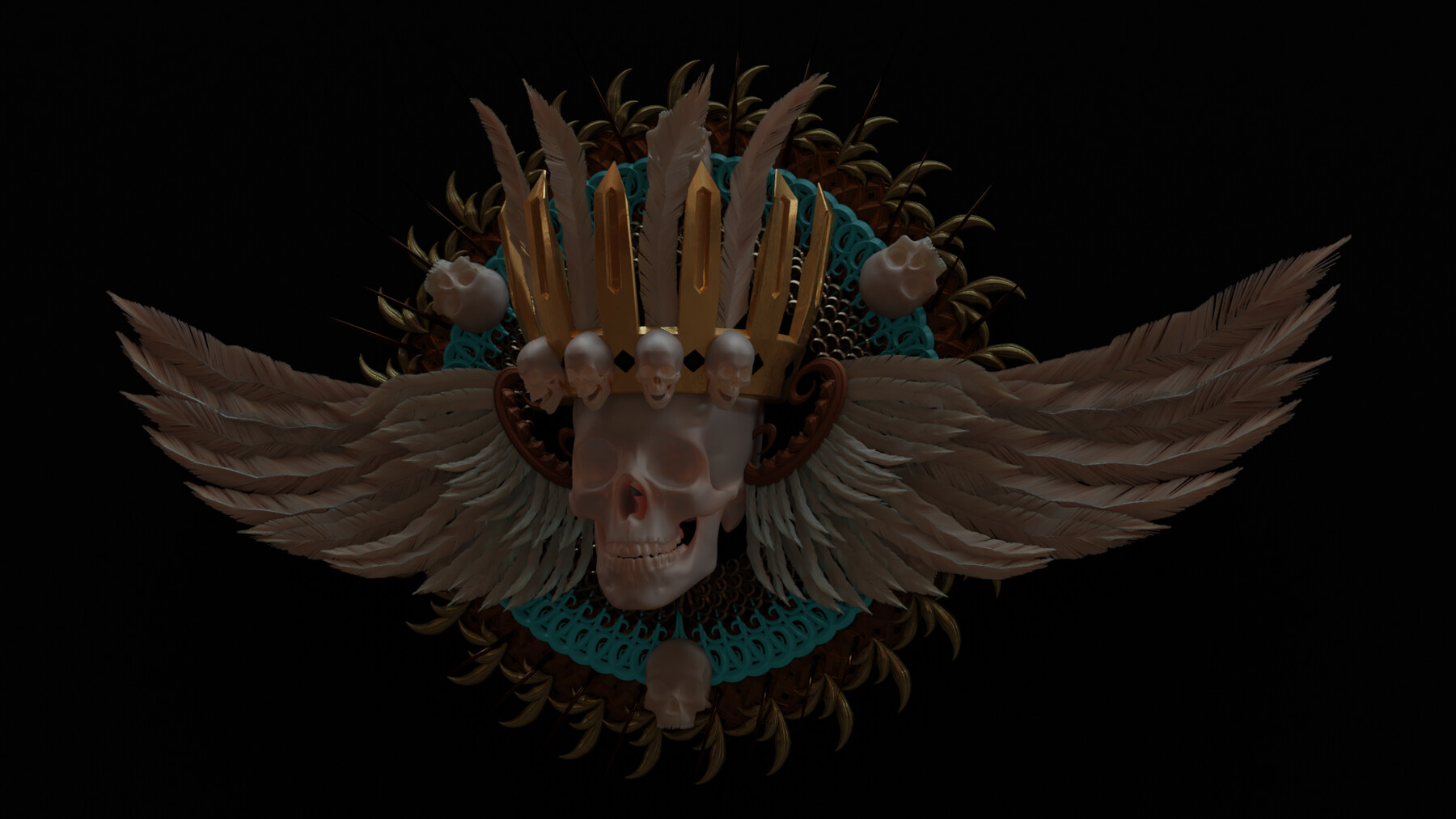 ArtStation - Aztec Skull King with wings | Resources