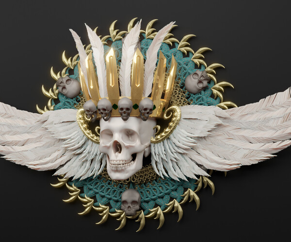ArtStation - Aztec Skull King with wings | Resources
