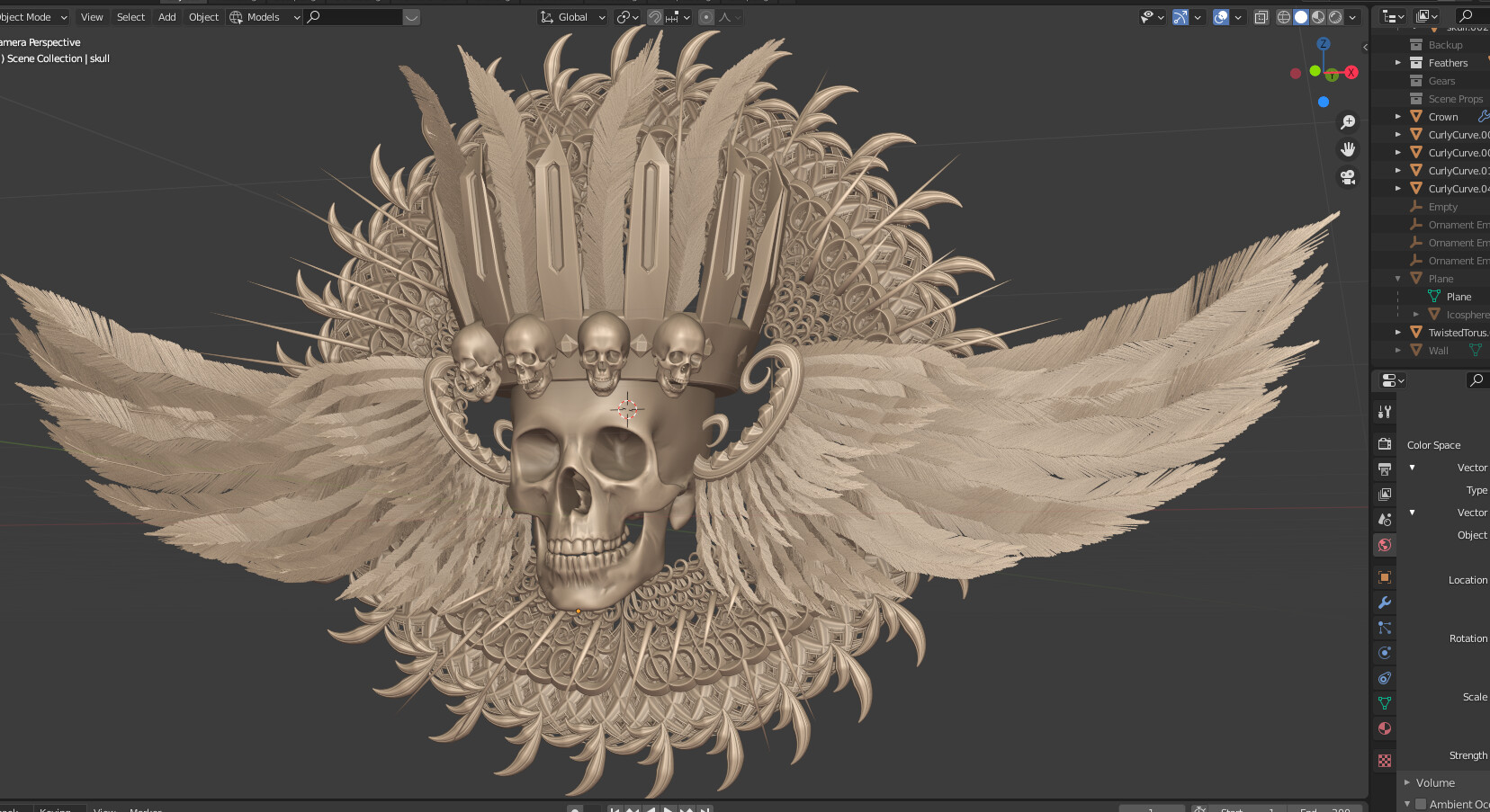 ArtStation - Aztec Skull King with wings | Resources