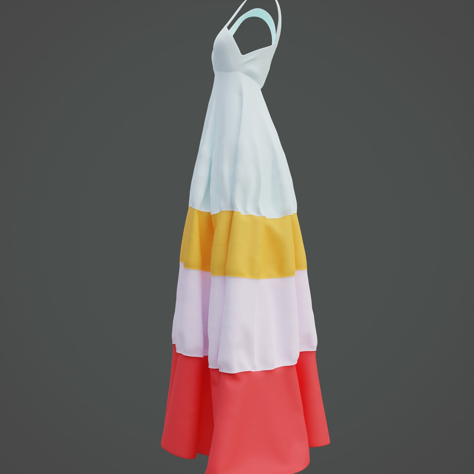 ArtStation - Female Tiered Maxi dress - 3D colorblock dress | Artworks