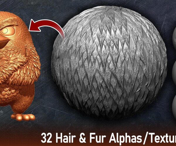 ArtStation - 32 Hair & Fur Alphas / Textures Vol 01 | Brushes