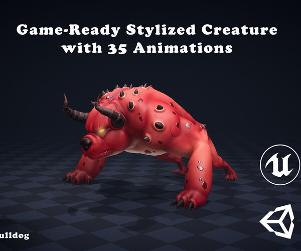 ArtStation - Game-Ready Stylized Devil Bulldog with 35 Animations ...