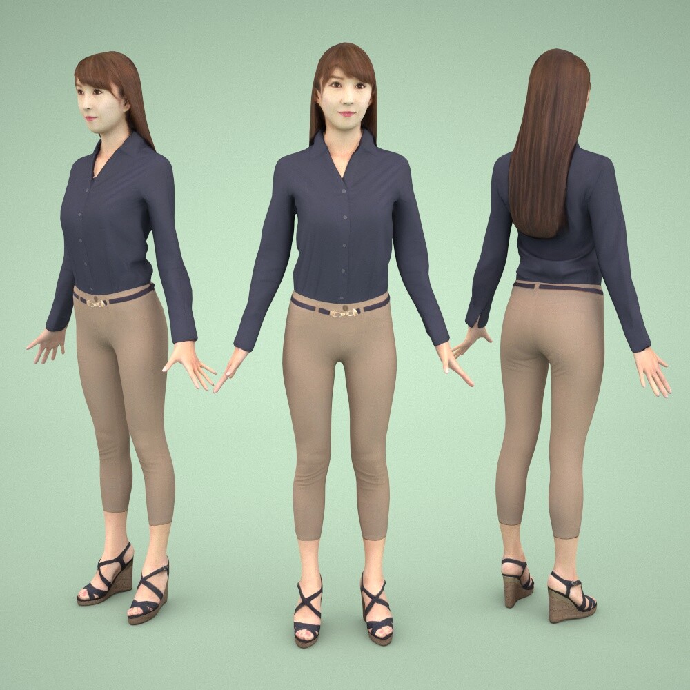 ArtStation - Animated 3D-people 010_Rika | Resources