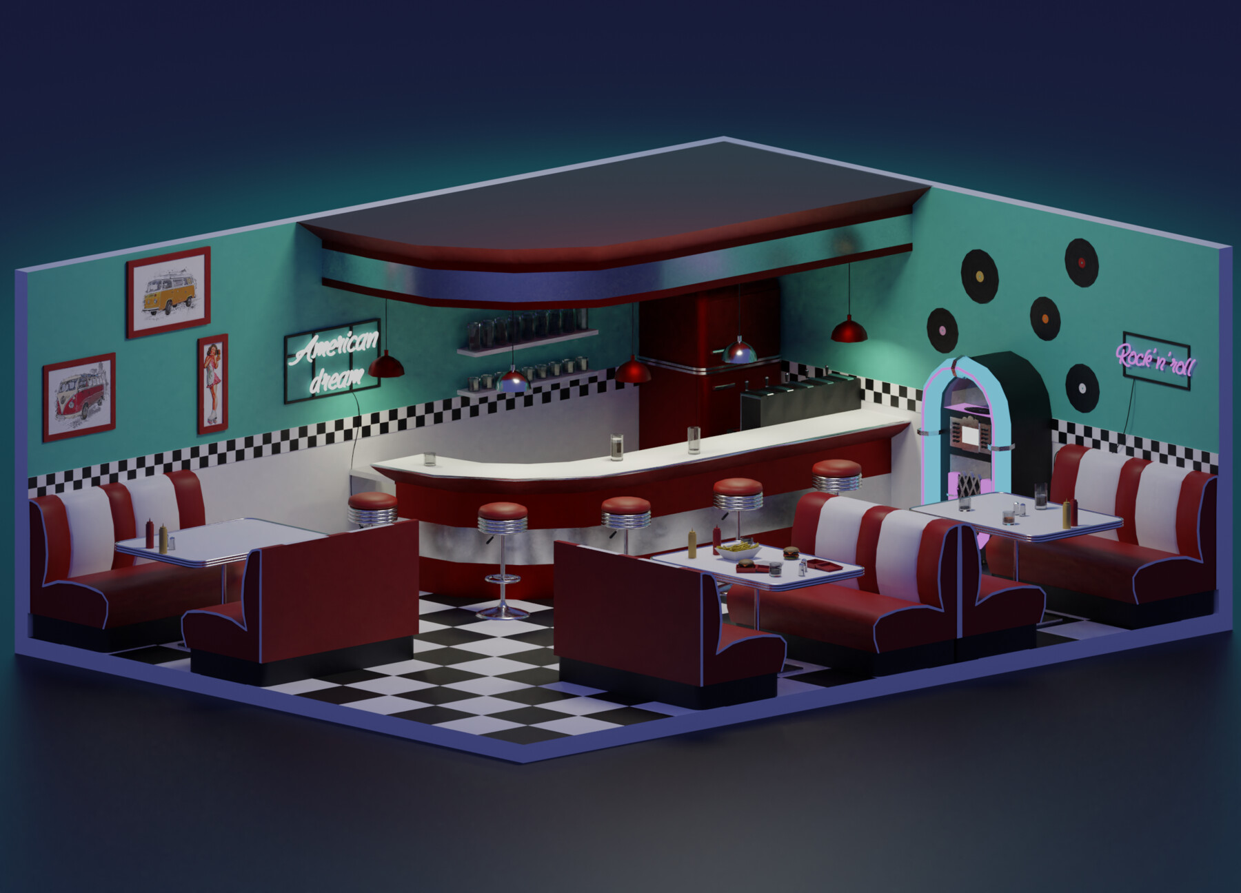 ArtStation - American diner | Game Assets