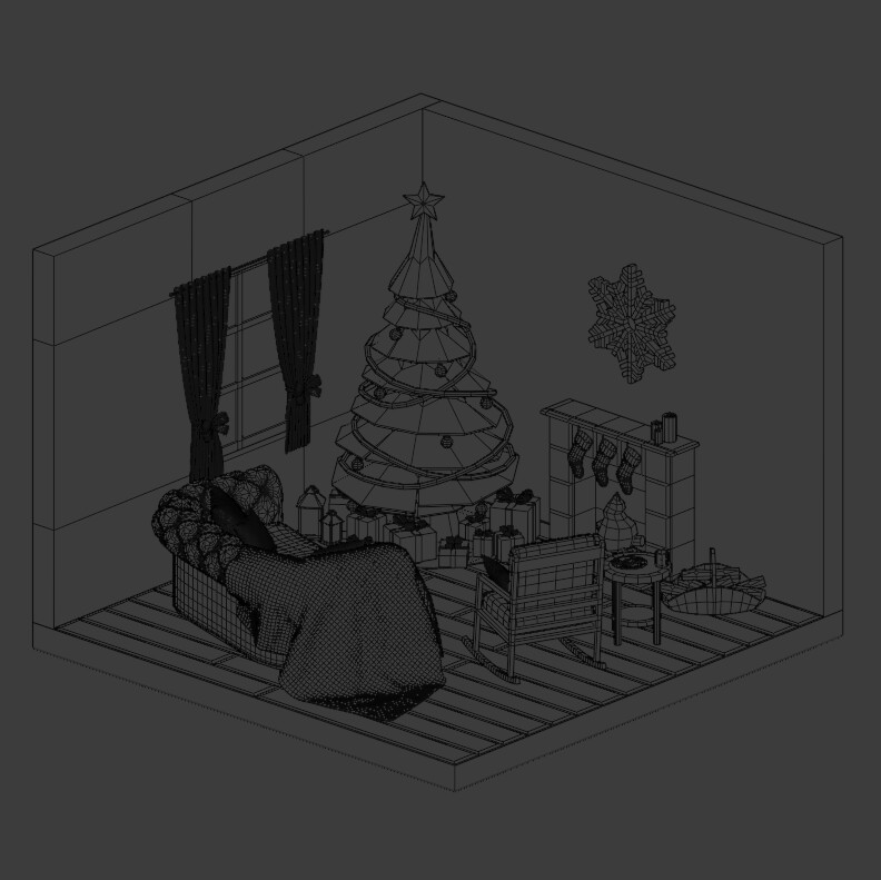 ArtStation - Christmas living-room | Game Assets