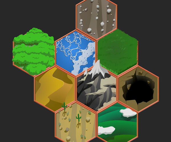 ArtStation - Basic Hex Terrain Vector Tiles | Game Assets