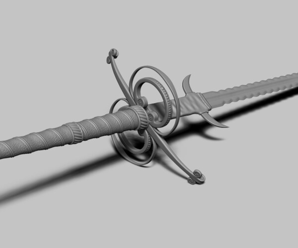 ArtStation - Highpoly Medieval Flamberge Sword [3D print model] | Game ...