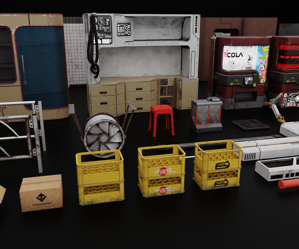 ArtStation - Mini Cyberpunk Props Pack Asset (Game Ready)(Unreal Engine) | Game Assets