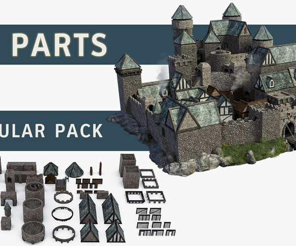 ArtStation - Medieval Castle Keep Modular game Kitbash Pack 2 | Game Assets