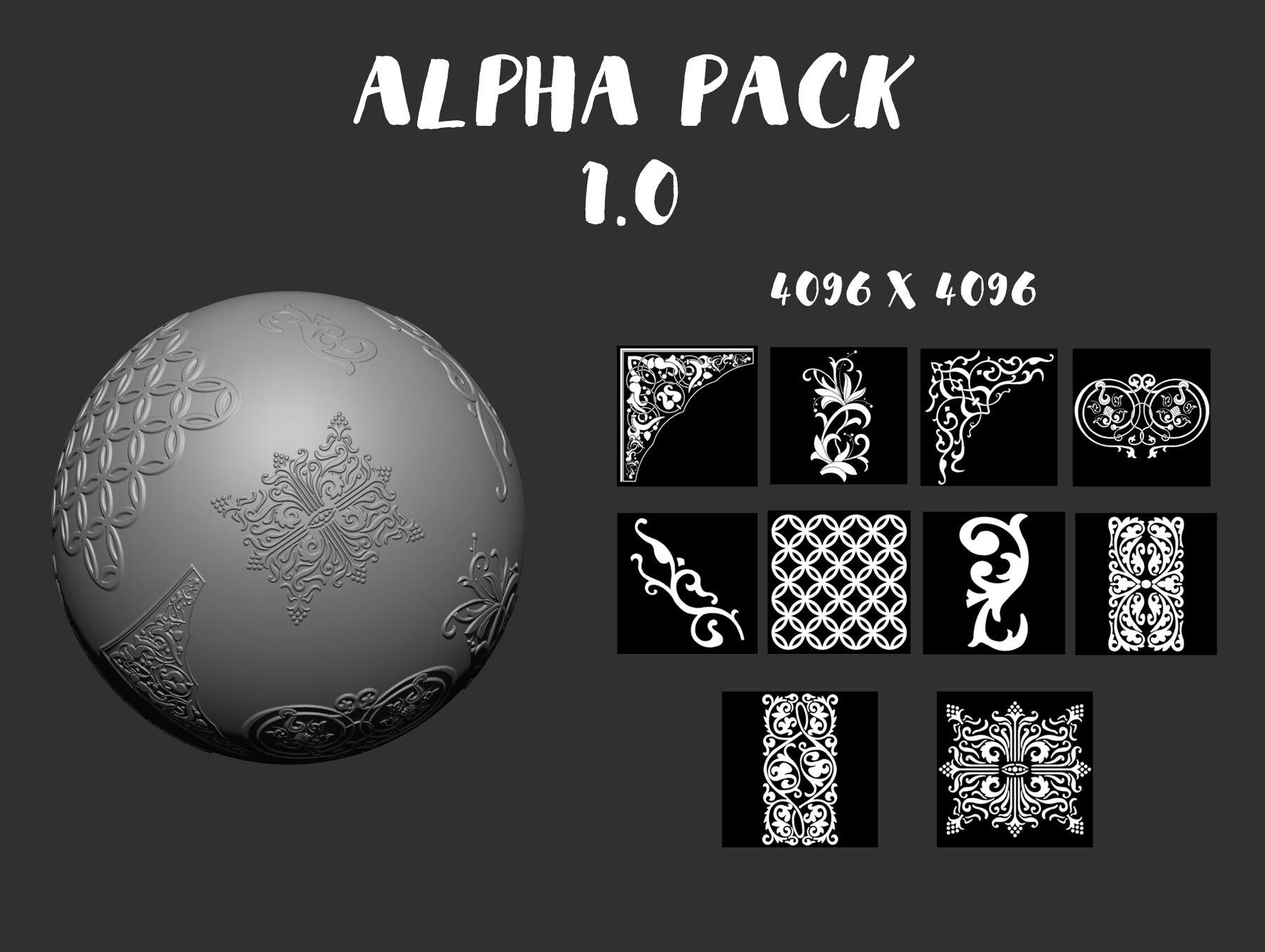 ArtStation - 10 Alpha and brushes ornaments mandalas Texture | Brushes