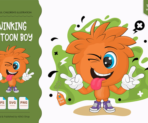 ArtStation - Cartoon winking boy | Artworks