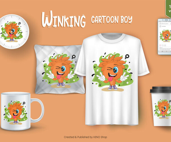 ArtStation - Cartoon winking boy | Artworks