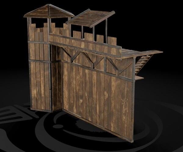 ArtStation - AAA Wooden Enterable Medieval Primal Wall 02 R | Game Assets