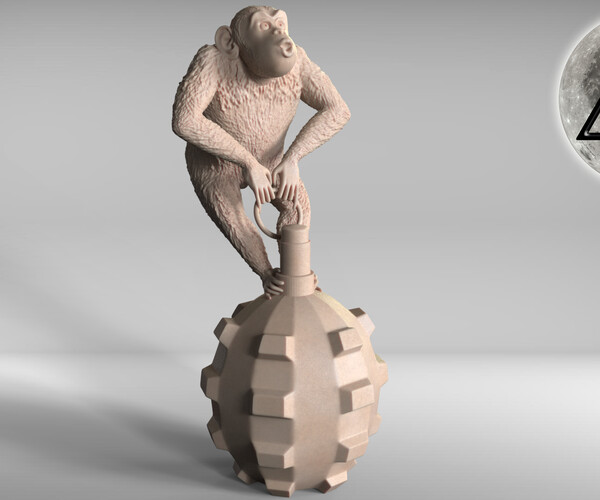 ArtStation - Monkey with grenade - 3d printable | Resources