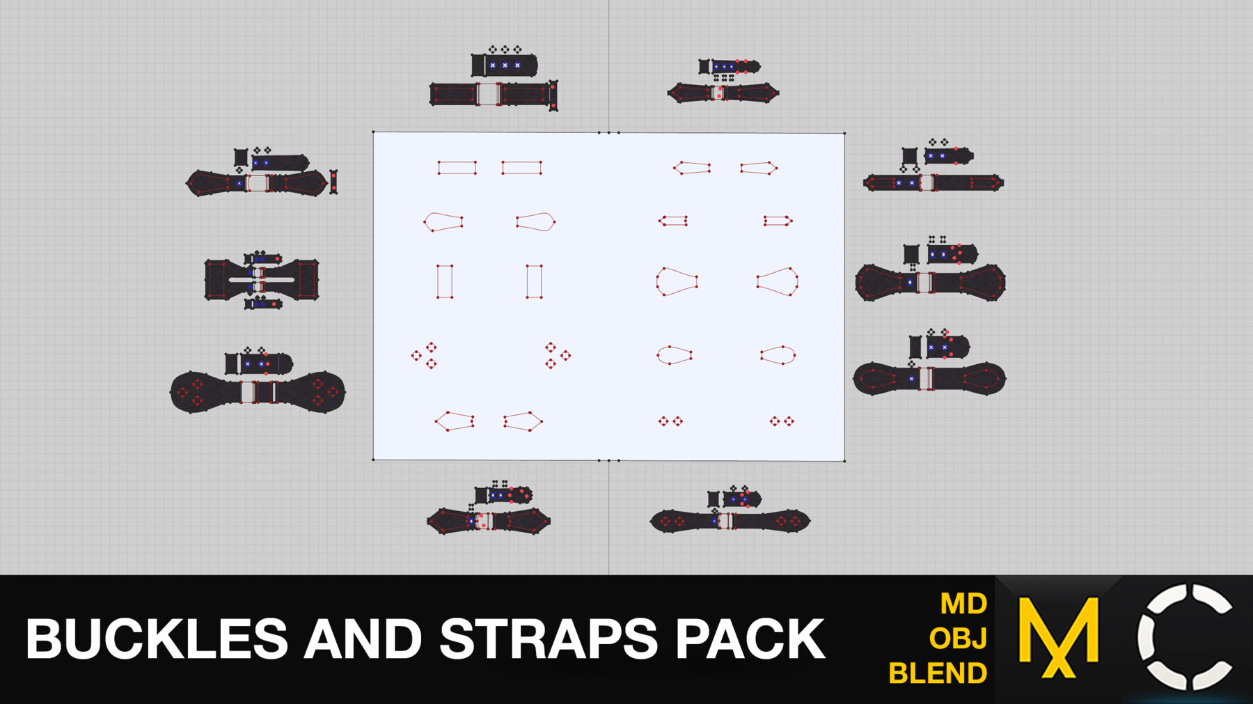 ArtStation - Buckles and straps pack | MD+OBJ+BLEND| | Resources
