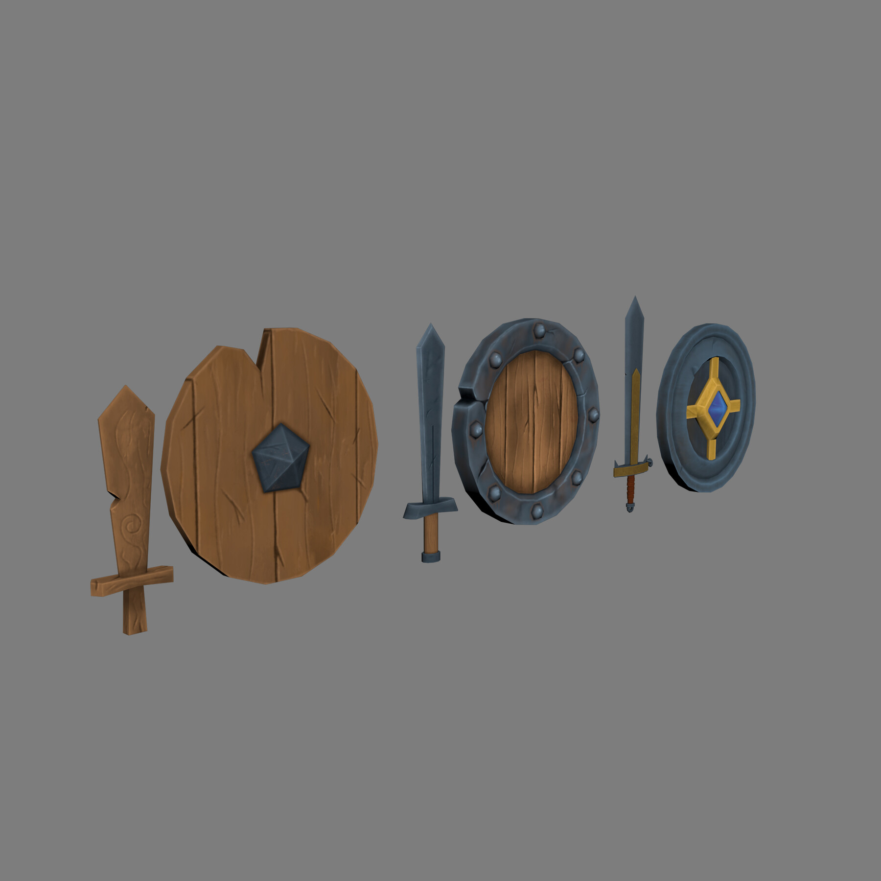 ArtStation - Low Poly Swords and Shield | Game Assets