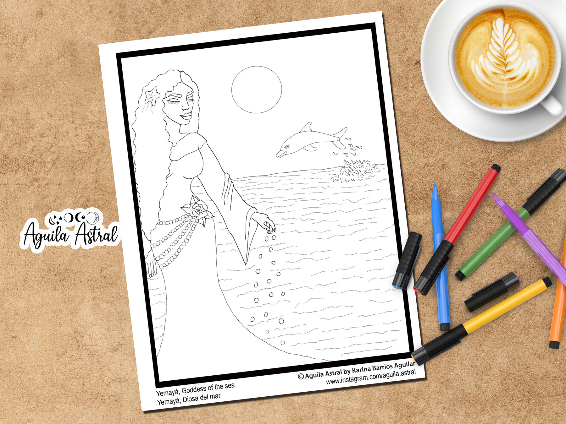 ArtStation - Yemayá, Goddess of the sea, printable coloring page, JPG ...
