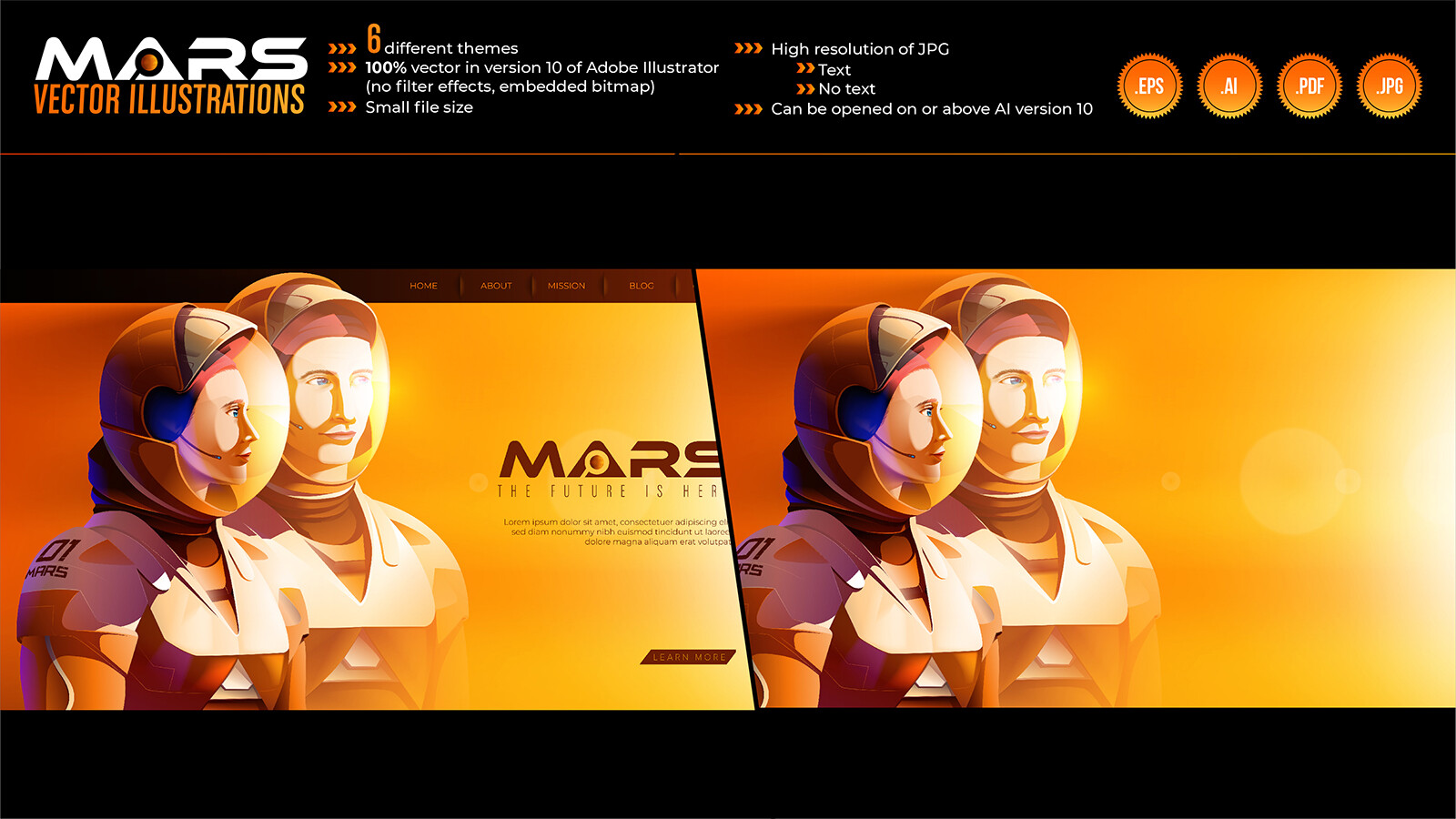 ArtStation - Mars Mission Vector Illustrations, 6 different themes ...