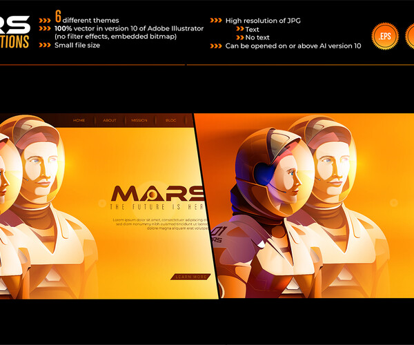 ArtStation - Mars Mission Vector Illustrations, 6 different themes ...