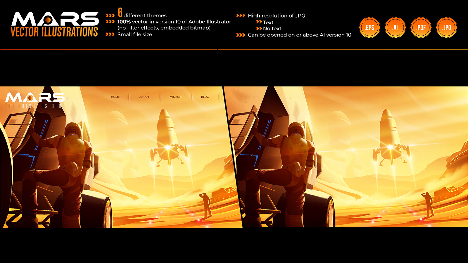 ArtStation - Mars Mission Vector Illustrations, 6 different themes ...