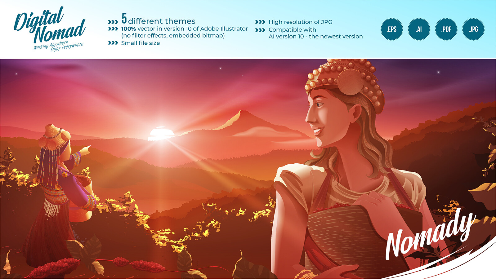 ArtStation - Digital Nomad Vector Illustrations, 5 different themes ...