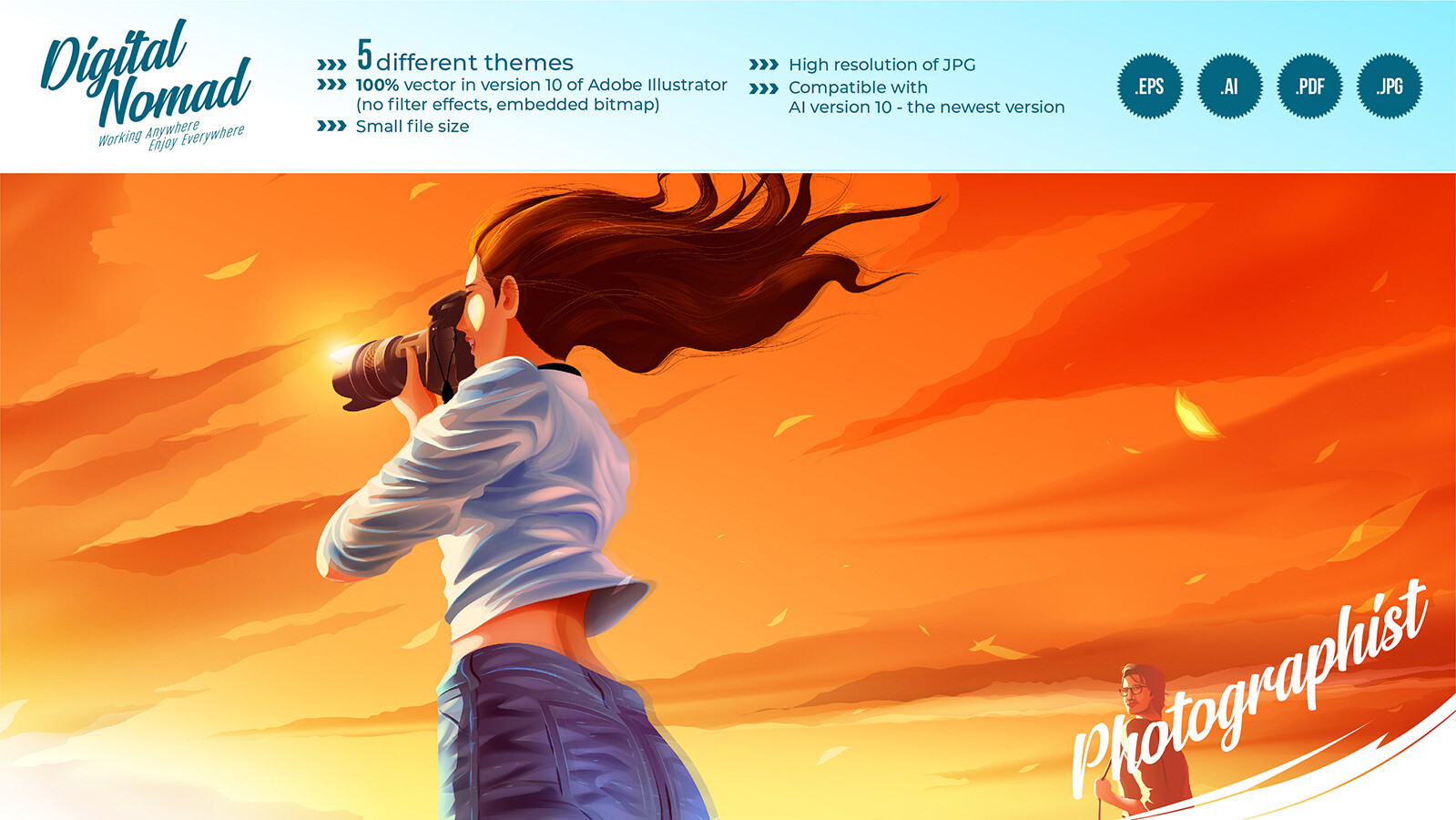 ArtStation - Digital Nomad Vector Illustrations, 5 different themes ...