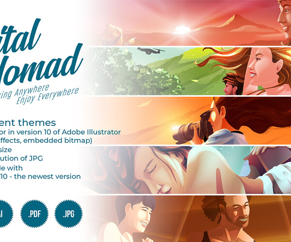 ArtStation - Digital Nomad Vector Illustrations, 5 different themes ...