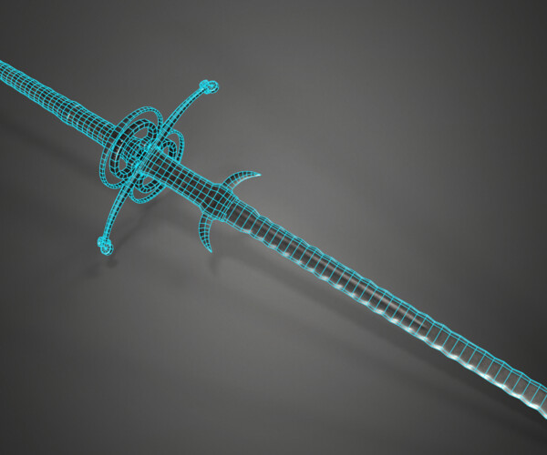 ArtStation - Lowpoly Two-Handed Medieval Flamberge Sword | Game Assets