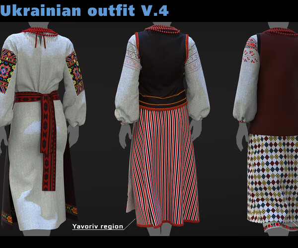 ArtStation - Female Ukrainian outfit V.4 - 3 different outfits | Resources