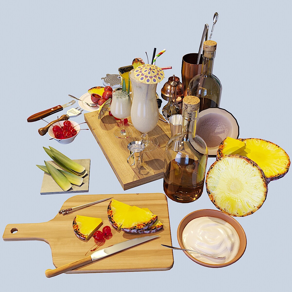 ArtStation - Cocktail Set Pina Colada | Resources