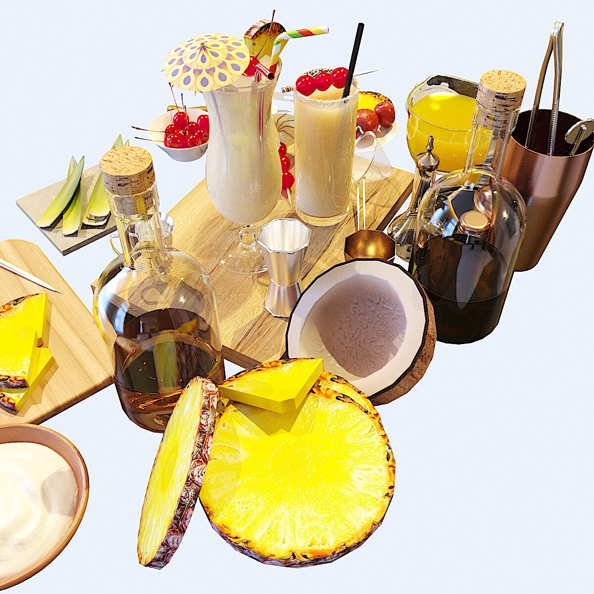 ArtStation - Cocktail Set Pina Colada | Resources