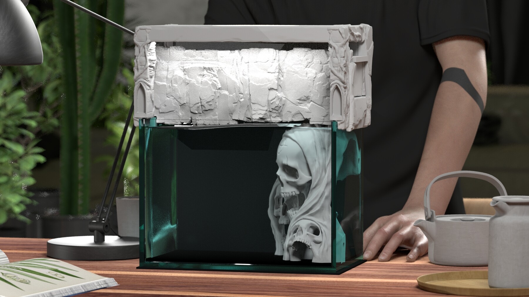 ArtStation - 3D Aquarium Skull decoration 3D print model | Resources