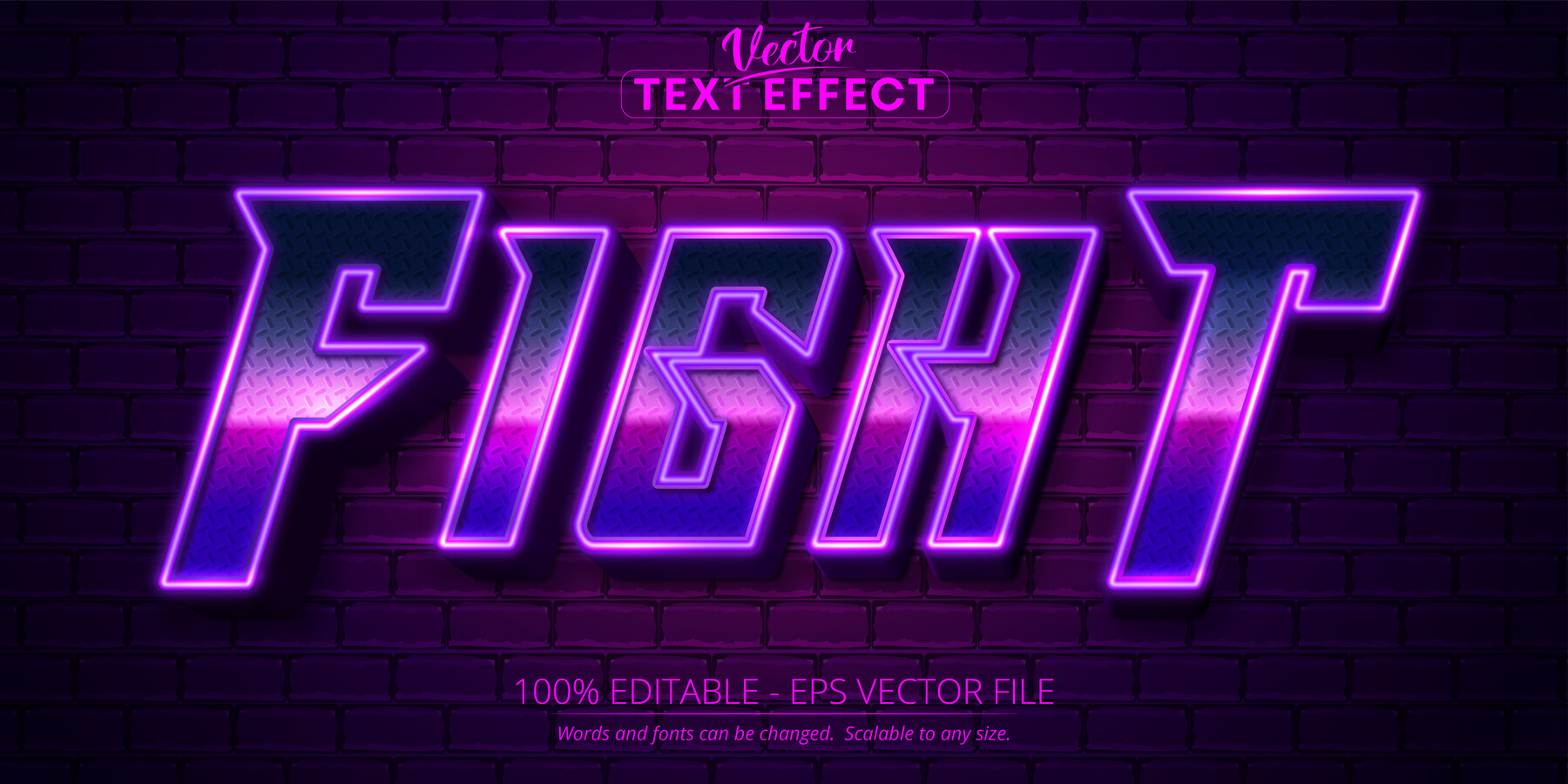 ArtStation - Fight text, neon style editable text effect | Artworks