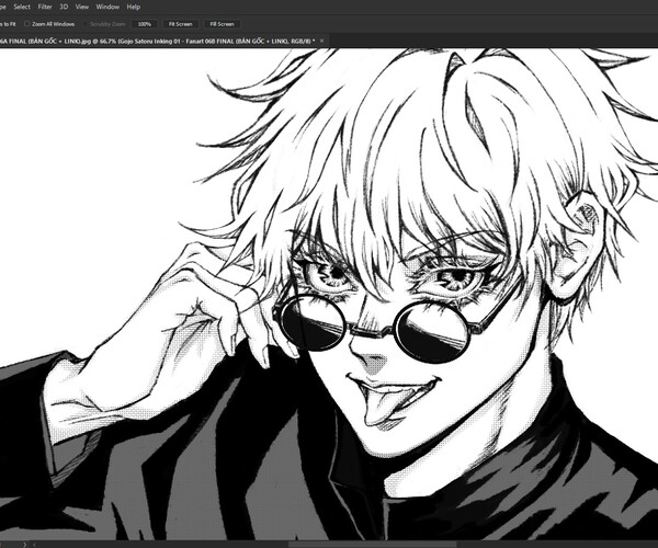 ArtStation - [FANART/INKING] Jujutsu Kaisen - Gojo Satoru | Tutorials