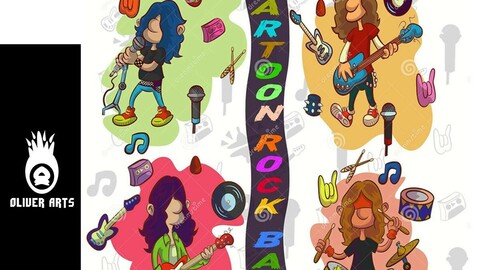 ArtStation - Cartoon Rock Band music art vector rock n roll | Artworks