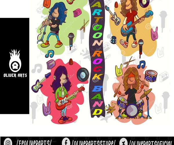 ArtStation - Cartoon Rock Band music art vector rock n roll | Artworks