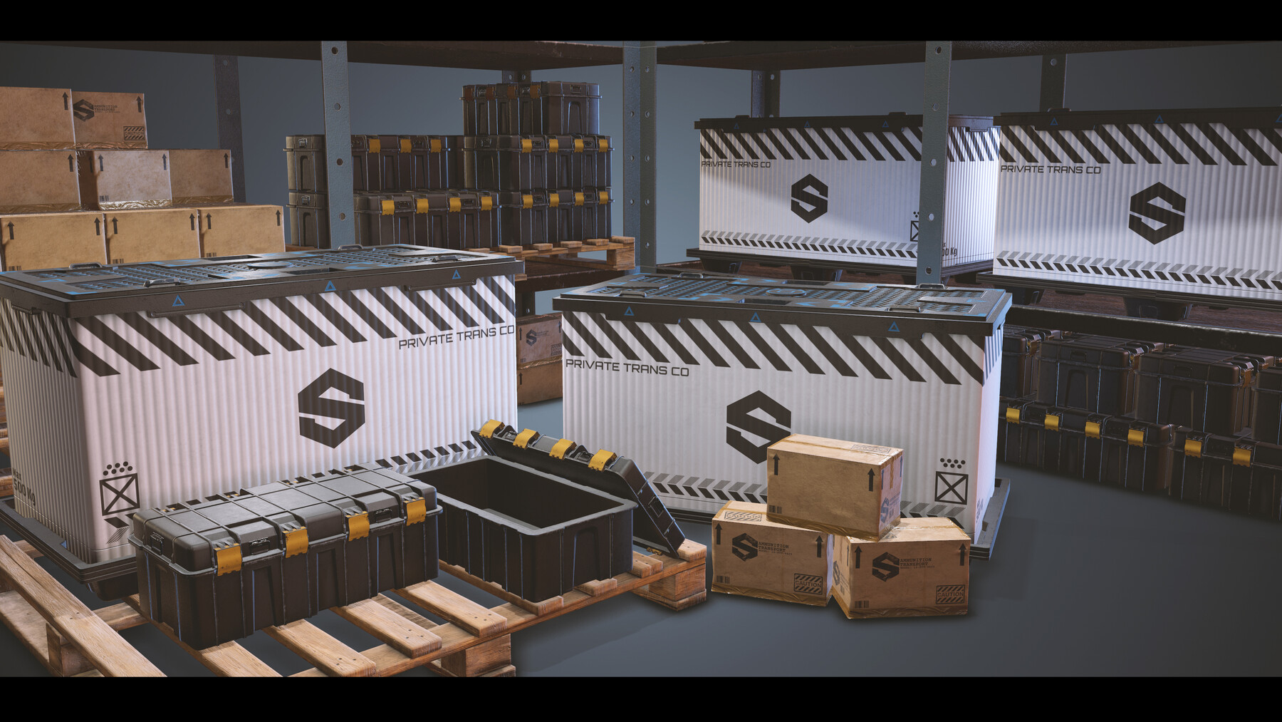 ArtStation - GameReady - Boxes, shelf and a pallet | Game Assets