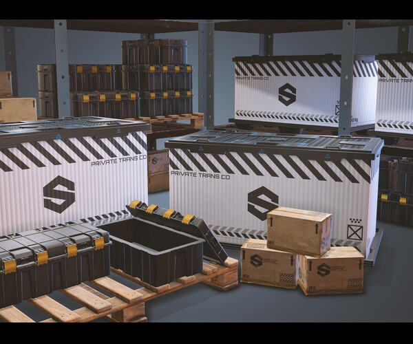 ArtStation - GameReady - Boxes, shelf and a pallet | Game Assets