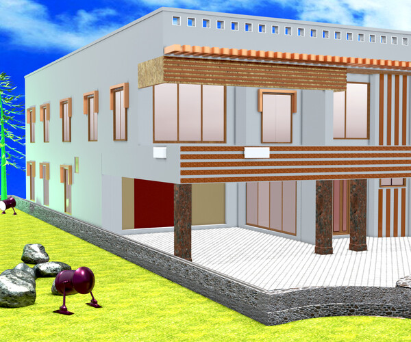 ArtStation - House Exterior Landscape Design 3D model | Resources