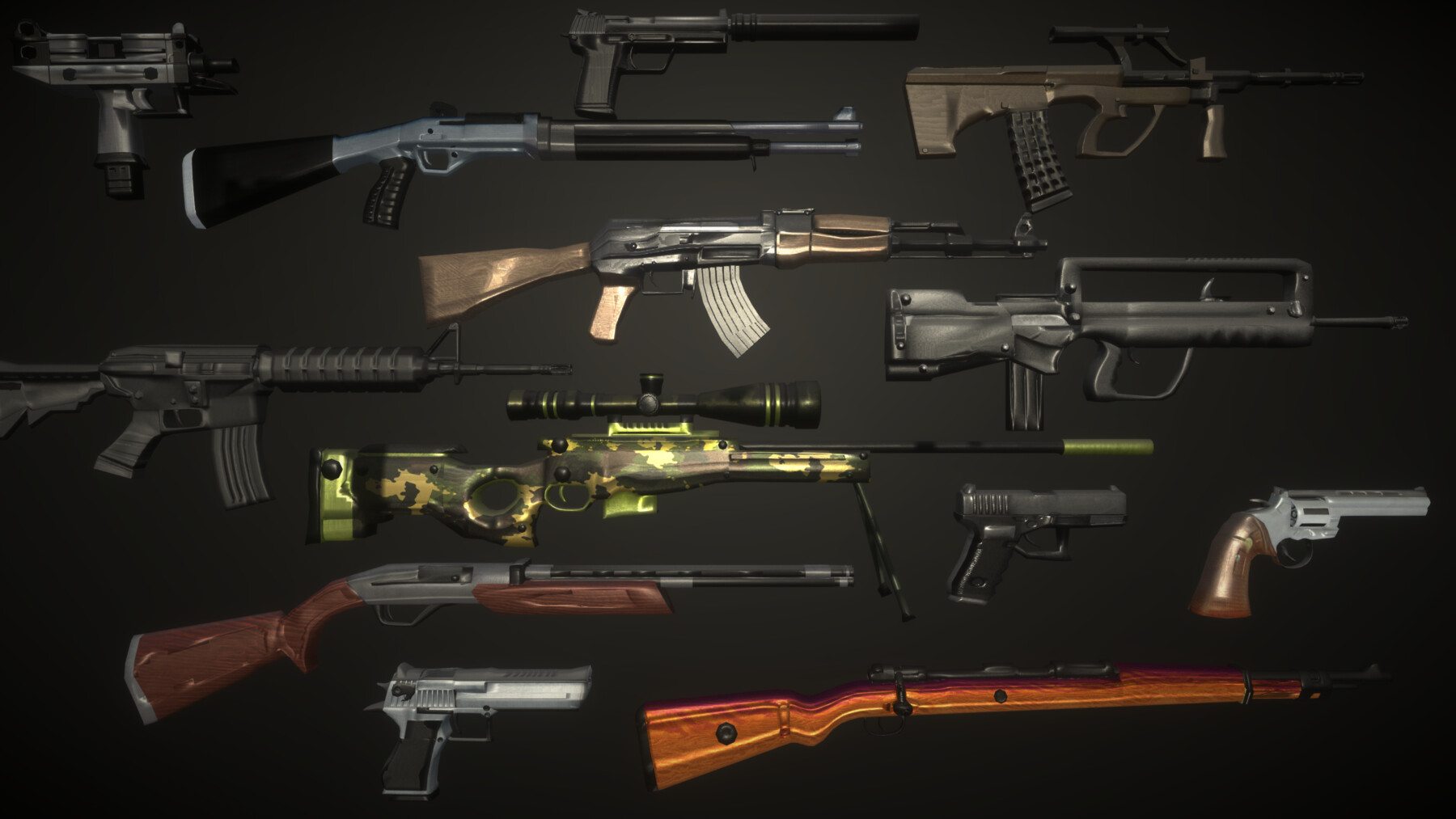 ArtStation - Low poly guns | Game Assets