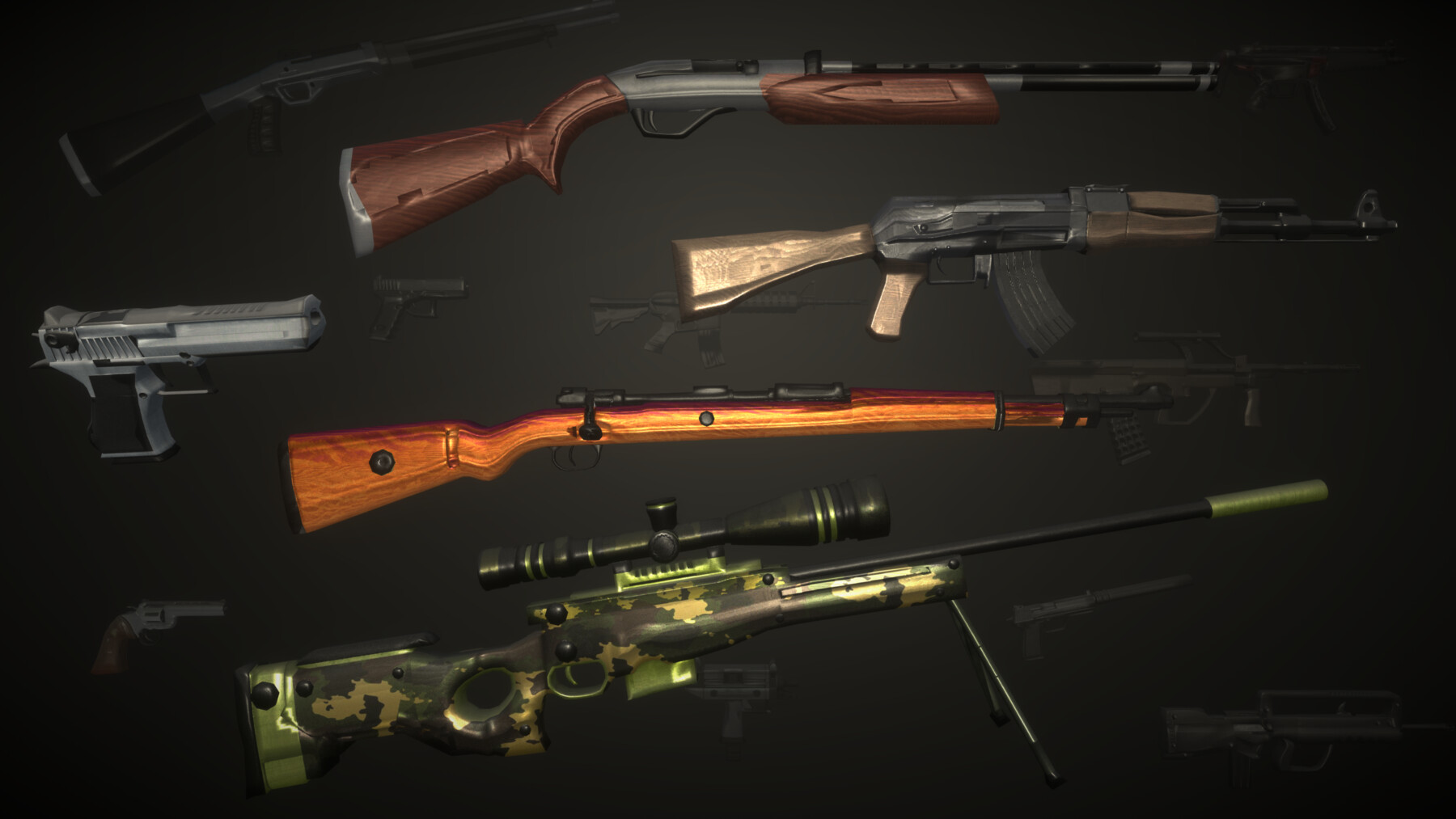 ArtStation - Low poly guns | Game Assets