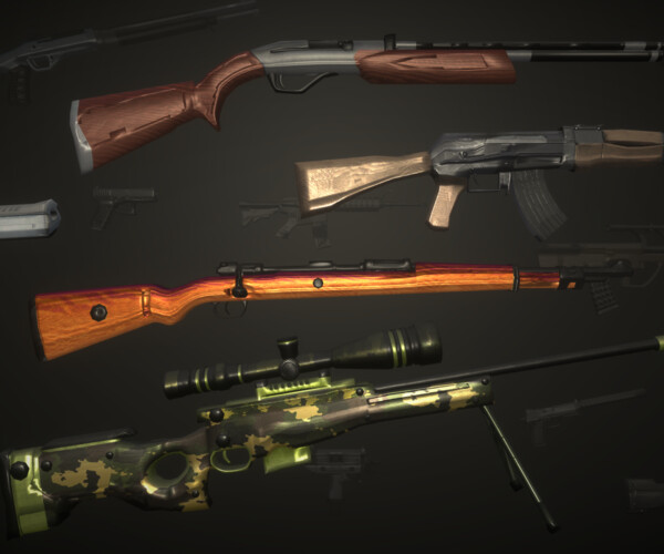 ArtStation - Low poly guns | Game Assets