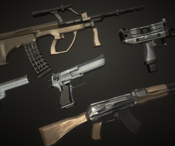 ArtStation - Low poly guns | Game Assets