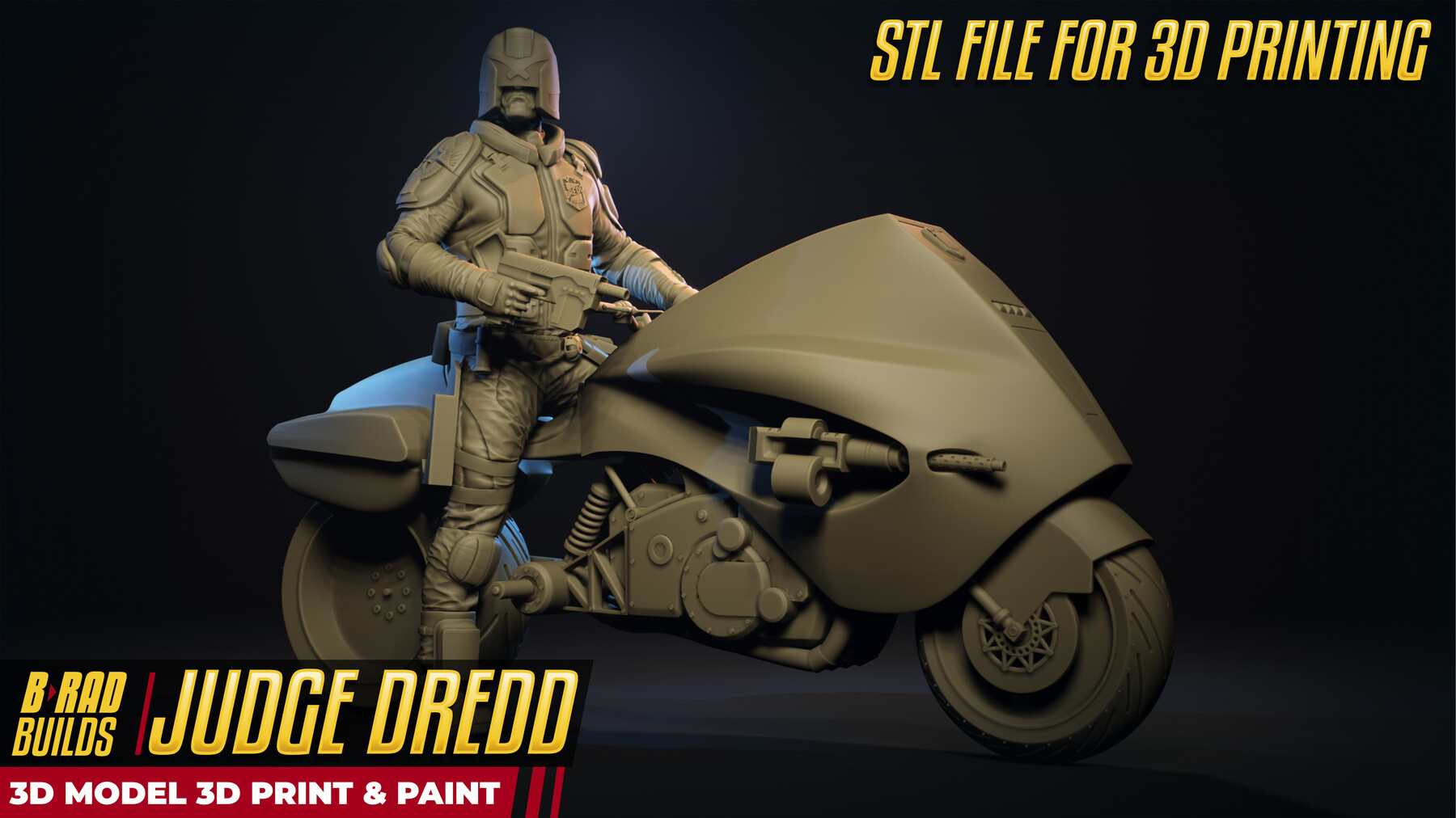 ArtStation - 3D Printable DREDD (with Lawmaster) STL Model | Resources