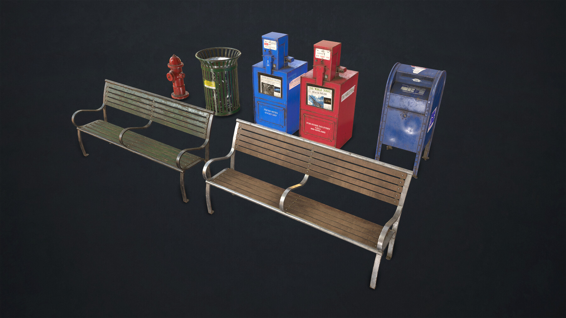 ArtStation - Street Elements Collection 1 - Low Poly | Game Assets