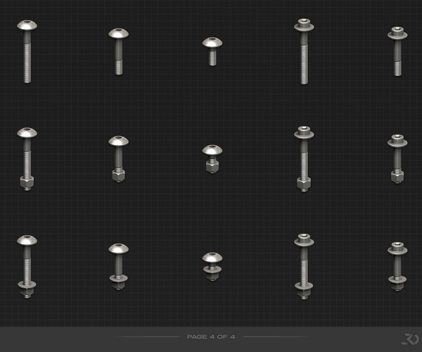 ArtStation - Fastener ZBrush IMM Pack // 300 Screws, Bolts, Nuts & More ...